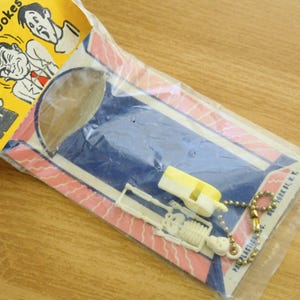 Vintage Tiny Miniature Plastic Skeleton and Plastic Whistle Key Chain ...