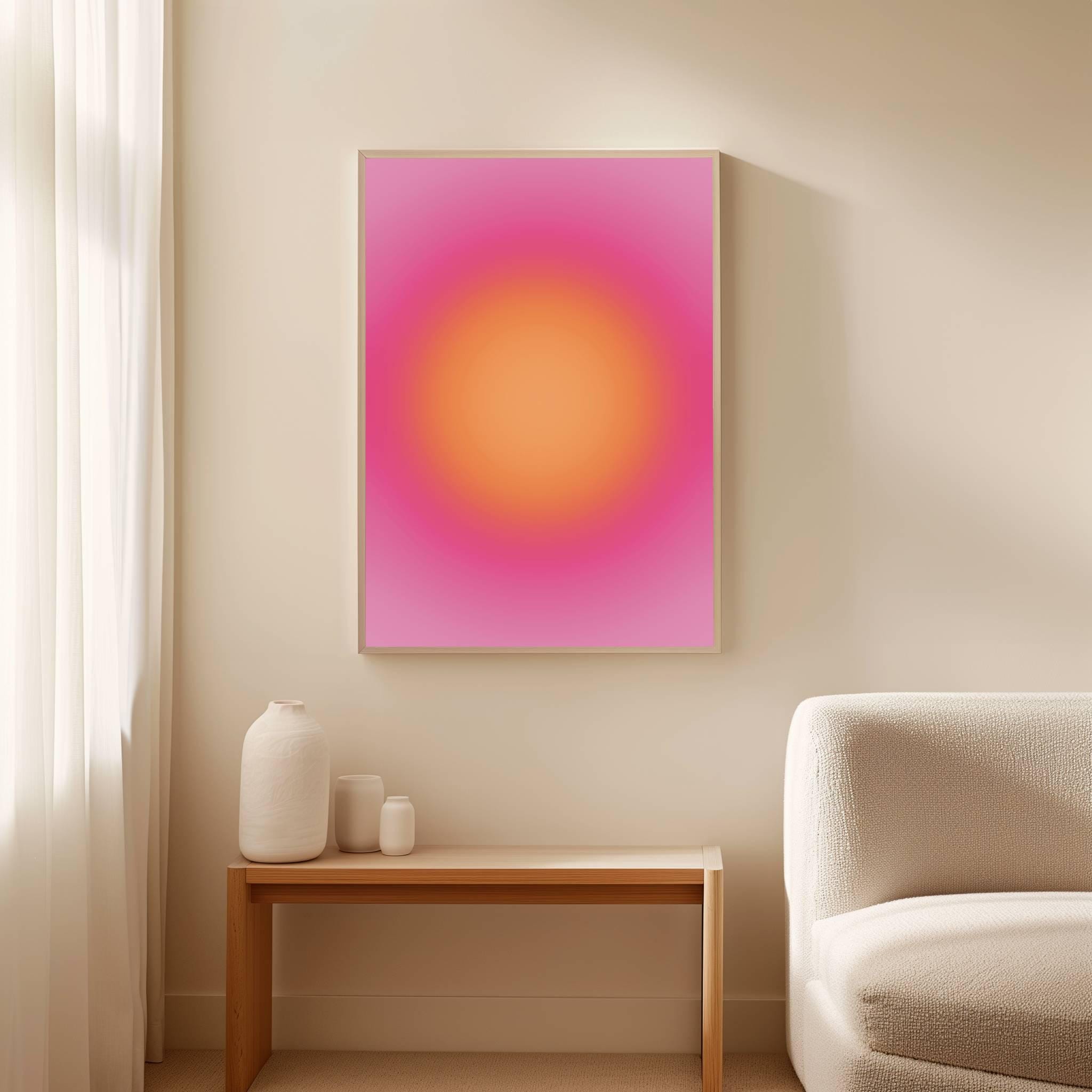 Vibrant Pink and Orange Aura Healing Energy Wall Art | Spiritual ...