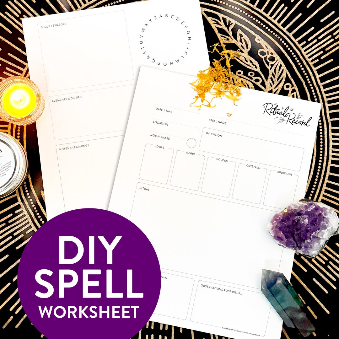 Spell Builder Ritual Worksheet | DIY Spell | Beginner Grimoire Page ...