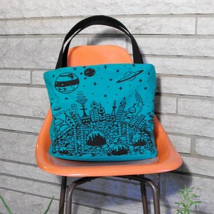 Space Age Tote Bag Outer Space Retro Futurism Reusable Grocery Bag ...