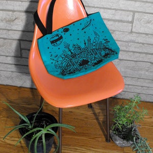 Space Age Tote Bag Outer Space Retro Futurism Reusable Grocery Bag ...