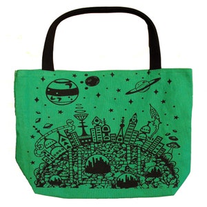 Space Age Tote Bag Outer Space Retro Futurism Reusable Grocery Bag ...