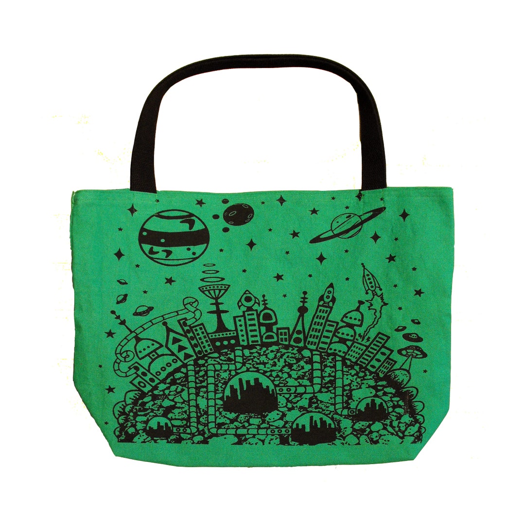 Space Age Tote Bag Outer Space Retro Futurism Reusable Grocery Bag ...