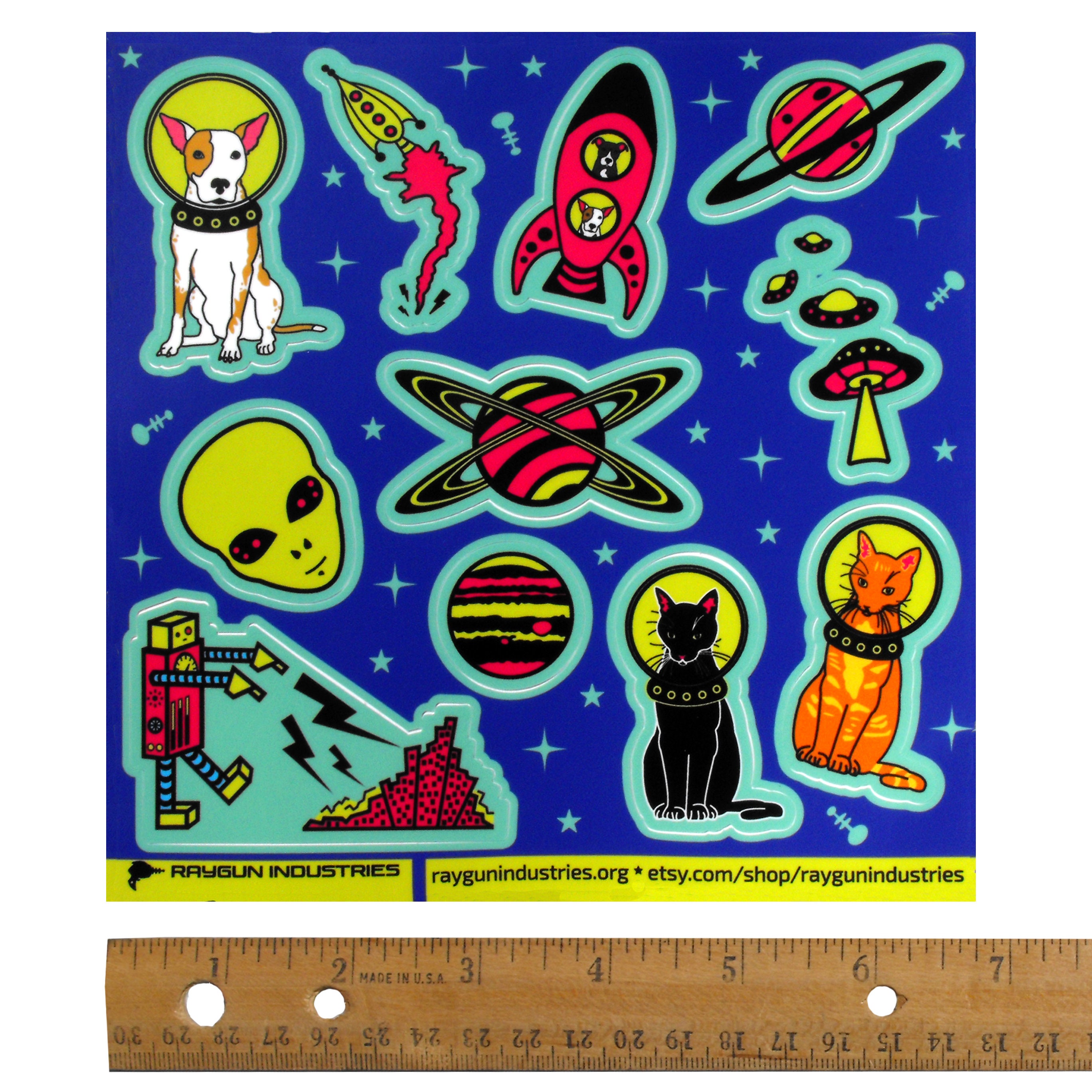 Space Sticker Sheet / Alien Head Ufos Space Cats Space Dogs - Etsy
