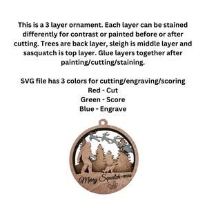 Merry Squatch-mas Sasquatch 3 Layer Christmas Ornament Svg - Not a ...
