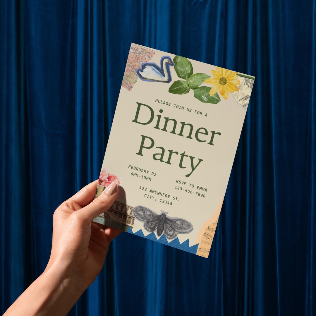 Dinner Party Invitation - Trendy - 90s - Collage - Scrapbook Party ...