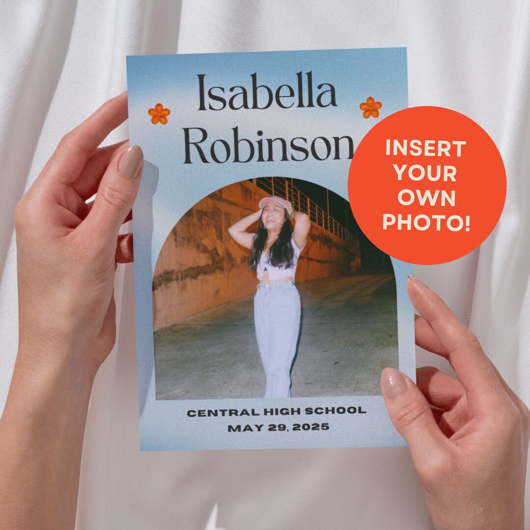 Trendy Gen Z Graduation Invitation Template: Customizable Photo ...