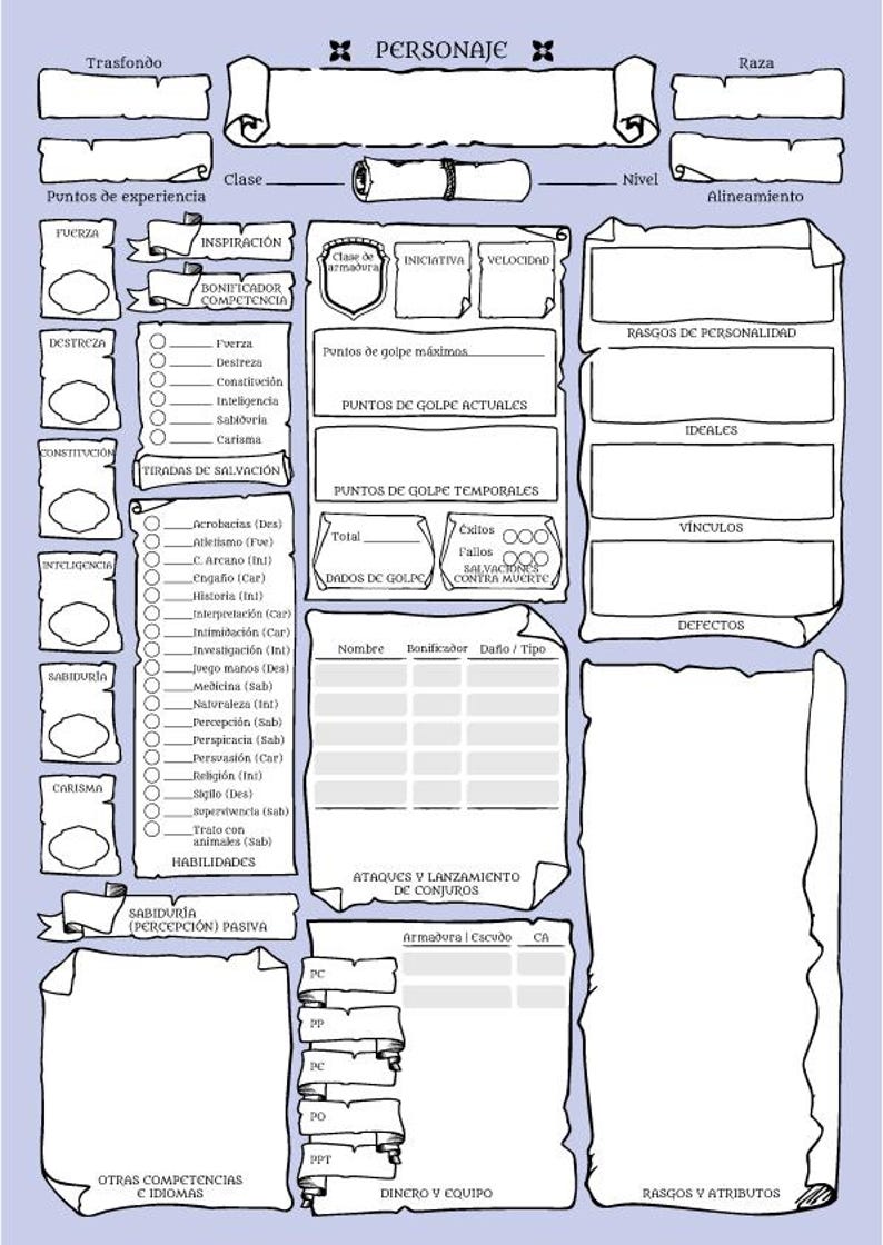 D&D 5e Printable Character Sheet Bundle: Editable, Form-fillable ...