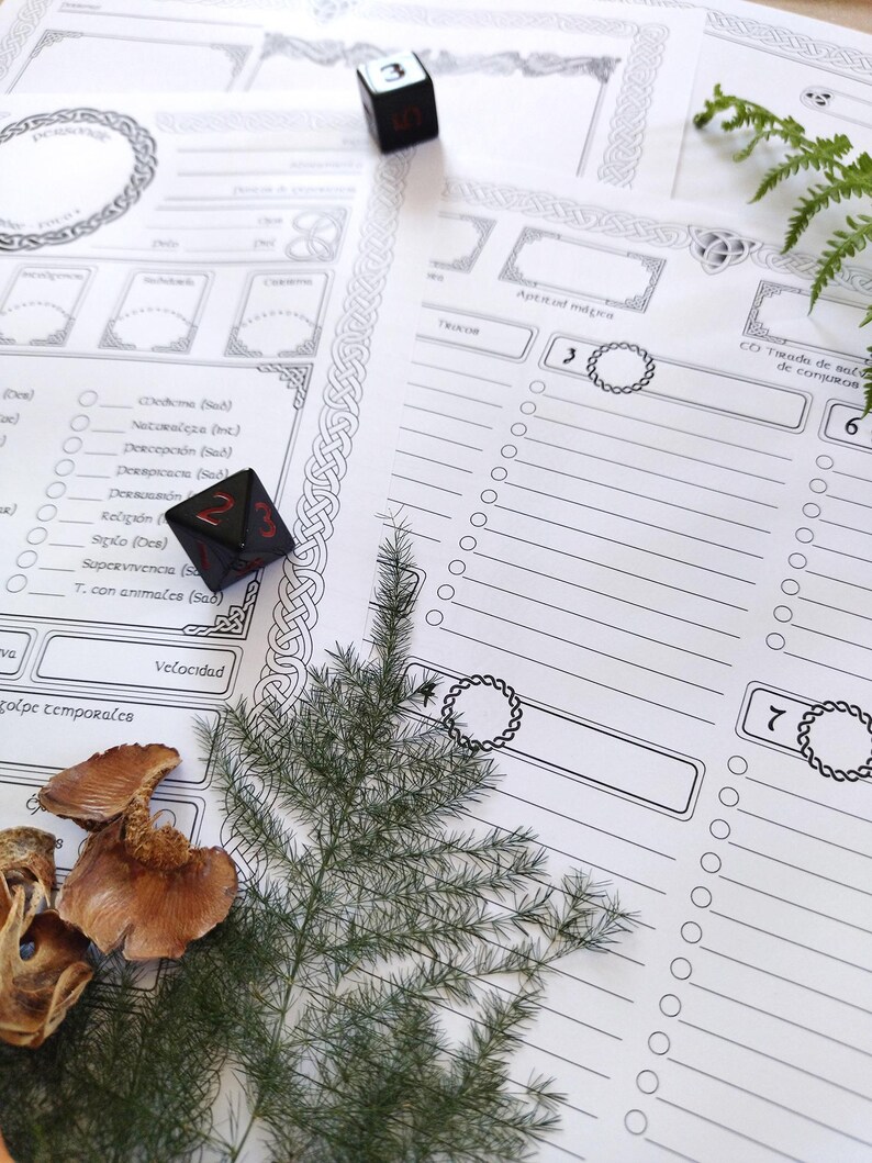 Custom Dnd Warrior Character Sheet, Celtic/viking Theme, Dnd Spanish ...