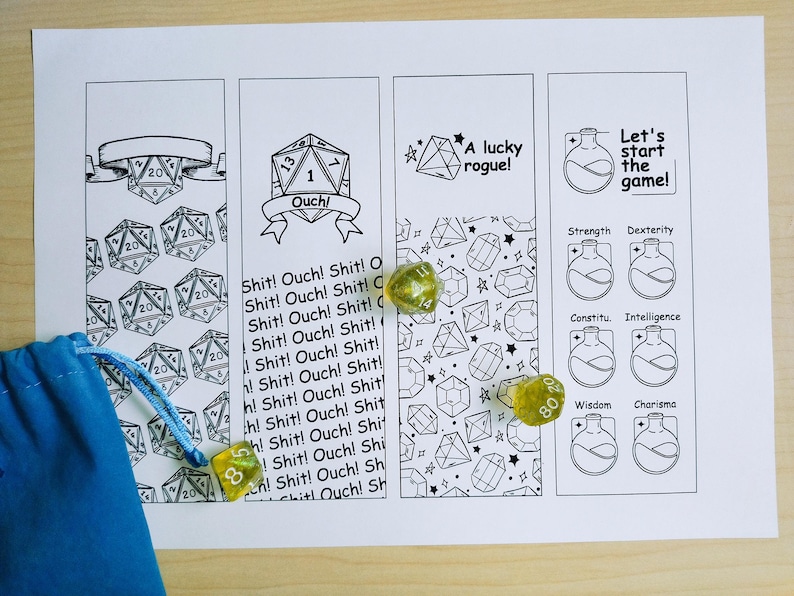 Printable Dnd Bookmarks Pack | Dungeons and Dragons Paper Bookmarks ...