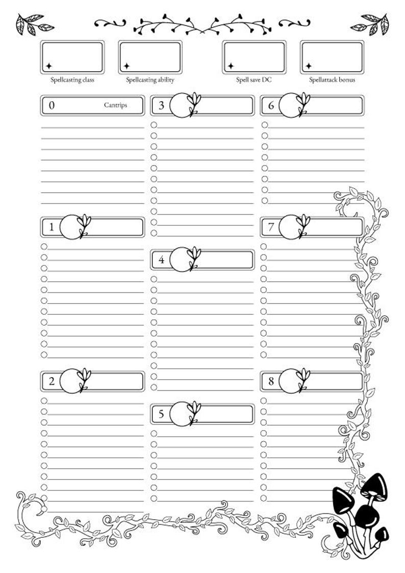 DRUID, EXPLORER, Dnd Character Sheet in English in Pdf Format ...