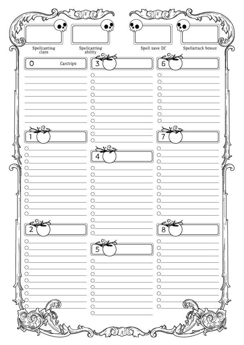 Dungeons and Dragons Character Sheet | Halloween Character Sheet ...