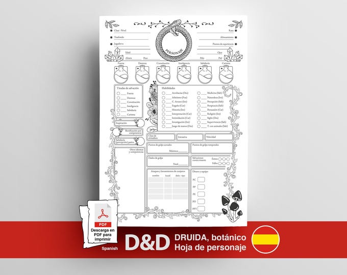 Botanical Themed Dungeons and Dragons 5E Character Sheet - Etsy Canada