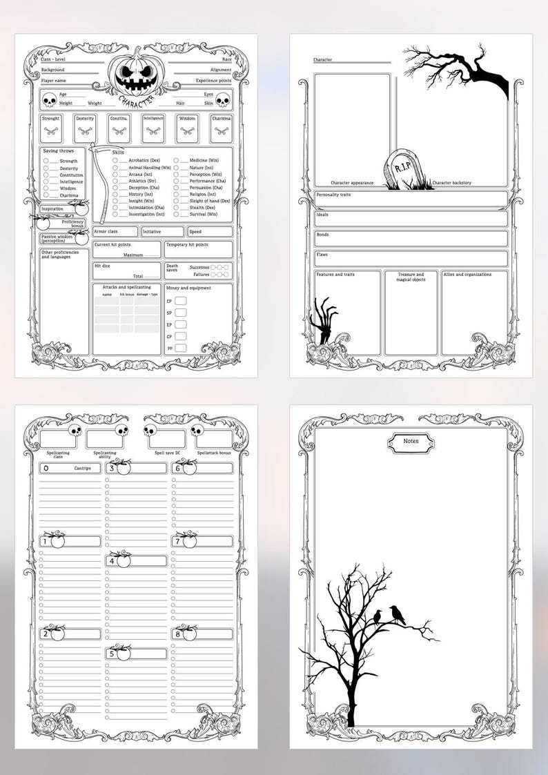 Dungeons and Dragons Character Sheet | Halloween Character Sheet ...