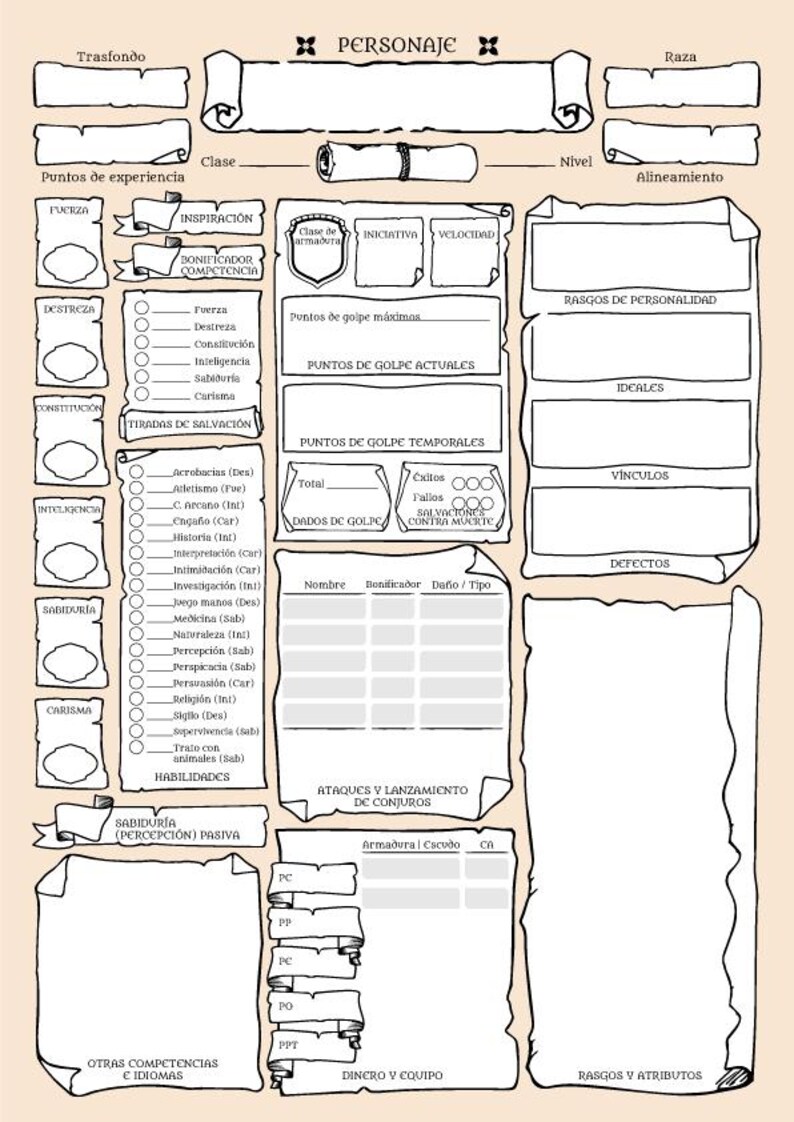 Medieval Dnd 5e Character Sheet Bundle: Editable, Fillable, Printable PDF | Role Play Sheet ...