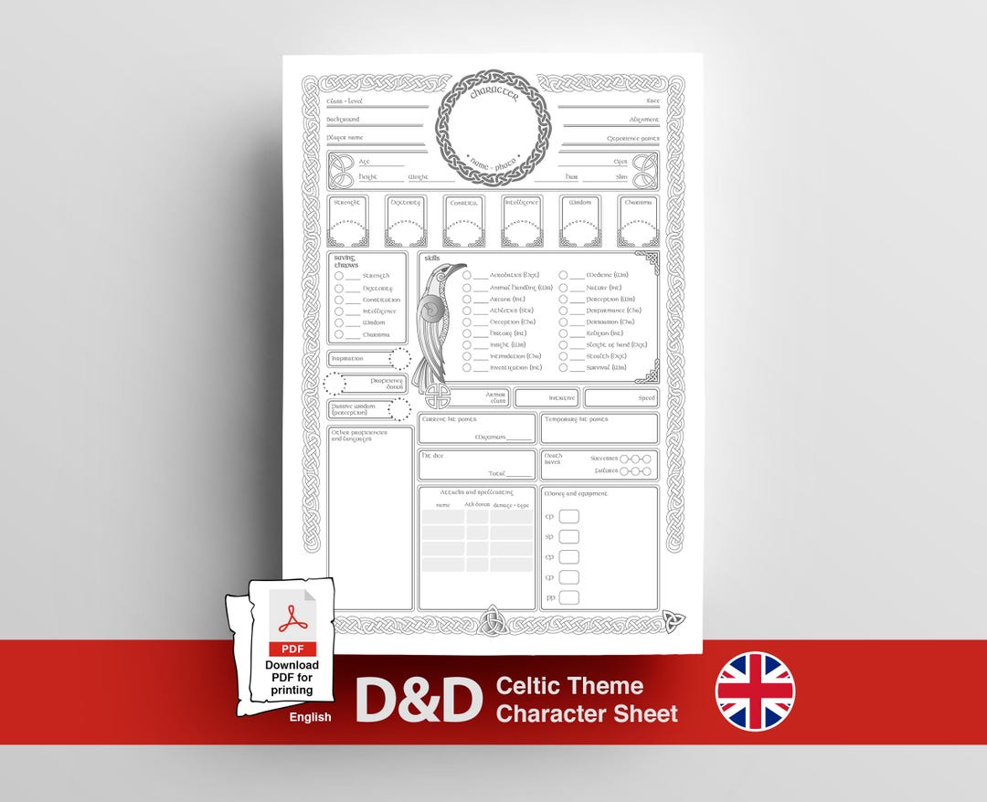 Custom Dnd Warrior Character Sheet, Celtic/viking Theme, Digital PDF ...