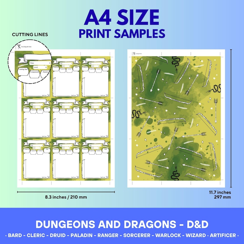 Dnd 5e BLANK Spell Cards - Artificer, Bard, Cleric, Druid, Paladin ...