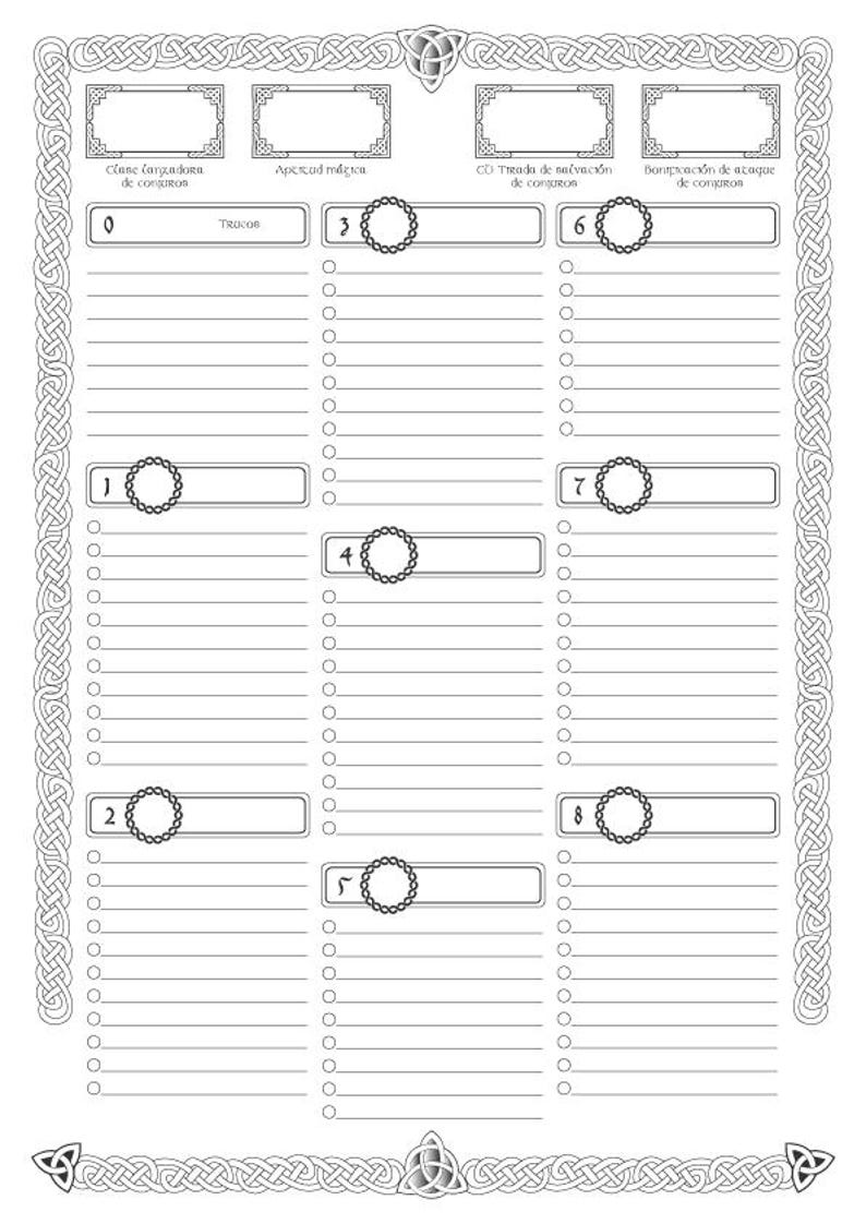 Custom Dnd Warrior Character Sheet, Celtic/viking Theme, Dnd Spanish ...