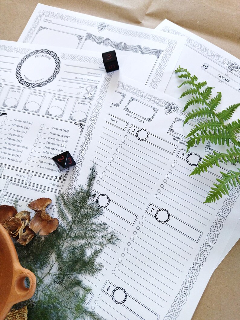 Celtic Warrior, Dnd Character Sheet in Spanish in PDF Format, Printable ...