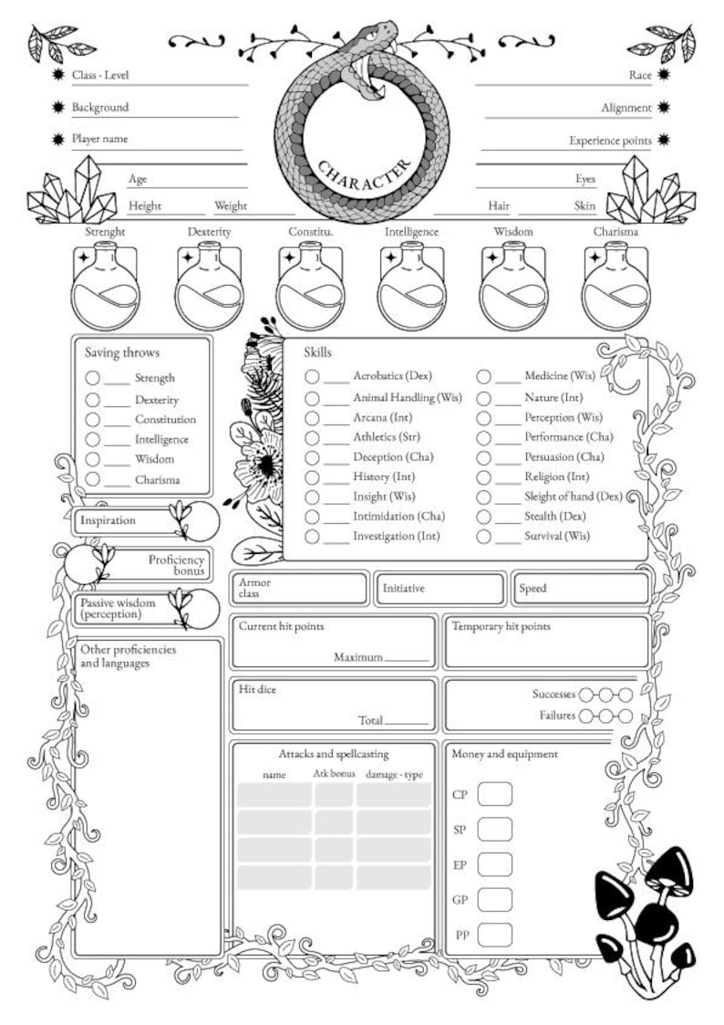 DRUID, EXPLORER, Dnd Character Sheet in English in Pdf Format ...