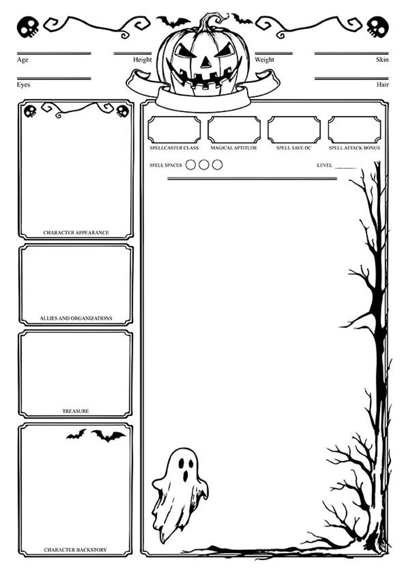 Dungeons and Dragons Character Sheet | Halloween Character Sheet ...