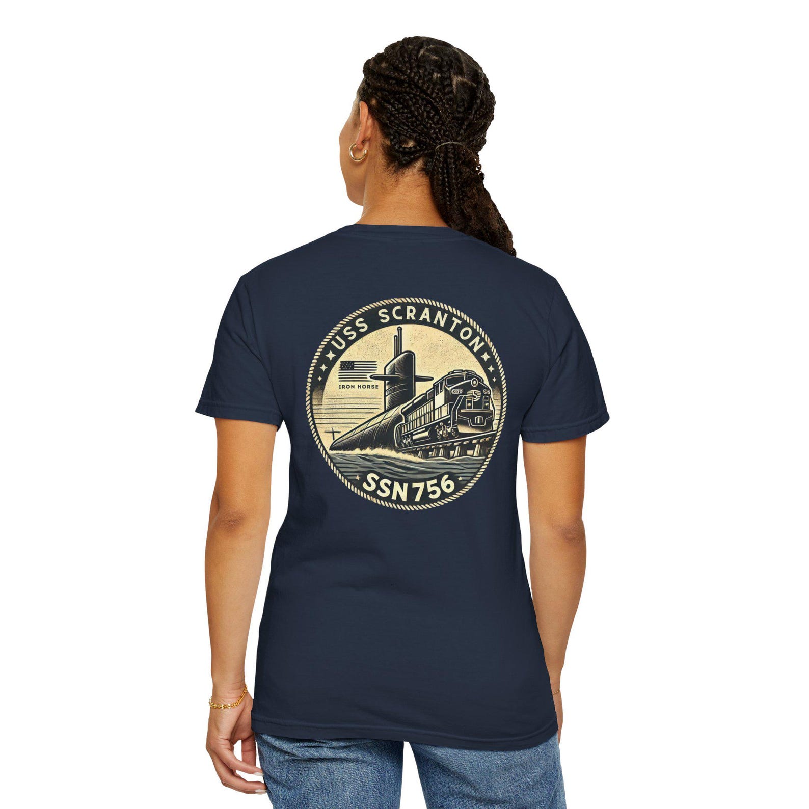 USS Scranton SSN-756 Submarine Unisex Garment-dyed T-shirt, Navy Blue ...
