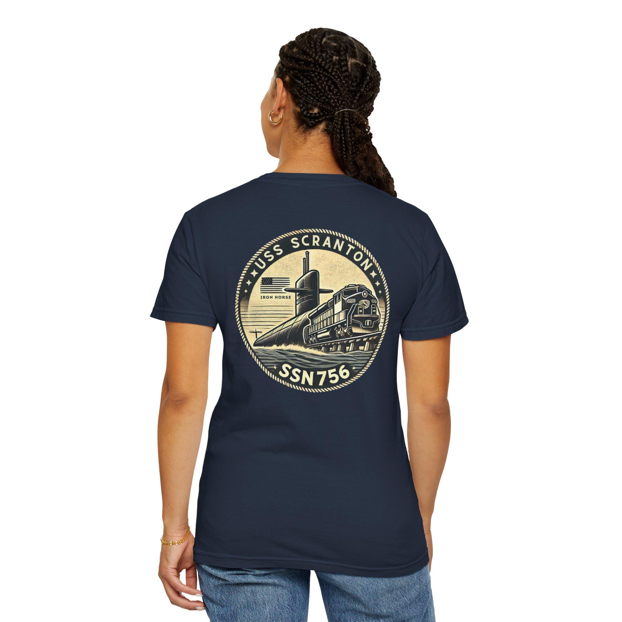 USS Scranton SSN-756 Submarine Unisex Garment-dyed T-shirt, Navy Blue ...