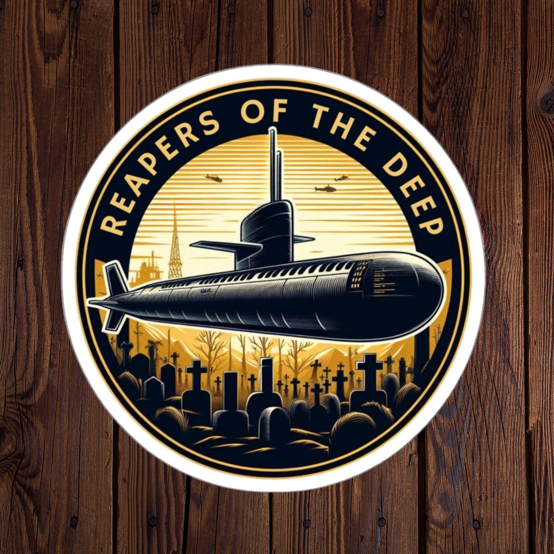 Submarine Reaper of the Deep Sticker, Nautical Decal, Underwater Ocean ...