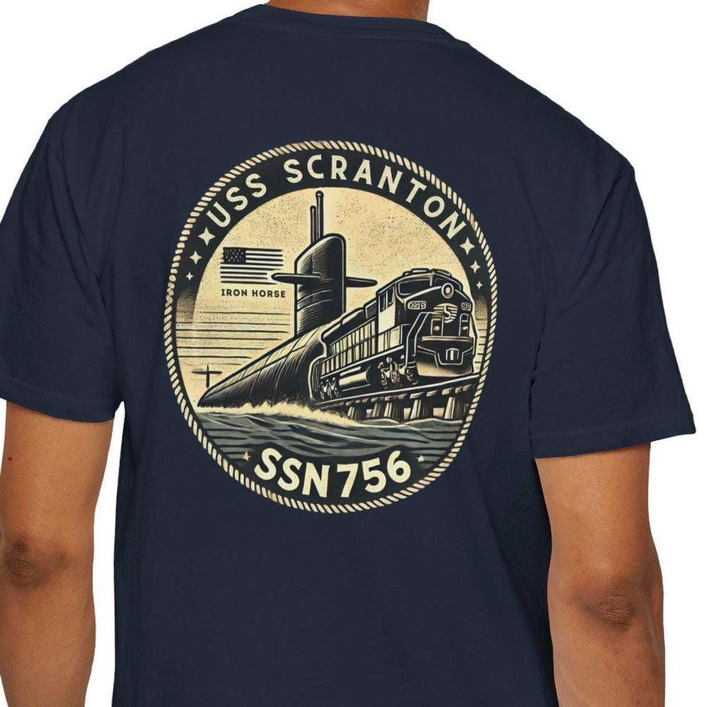 USS Scranton SSN-756 Submarine Unisex Garment-dyed T-shirt, Navy Blue ...