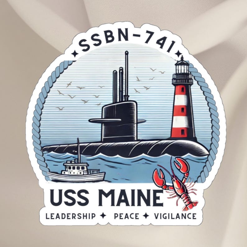 Submarine USS Maine SSBN-741 Sticker, Naval Ship Decal, Military Laptop ...