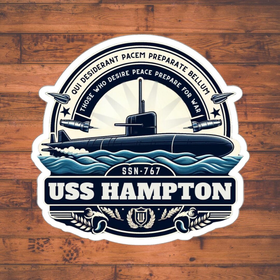 USS Hampton 767 Submarine Sticker, Naval Decal, Military Gift, Nautical ...