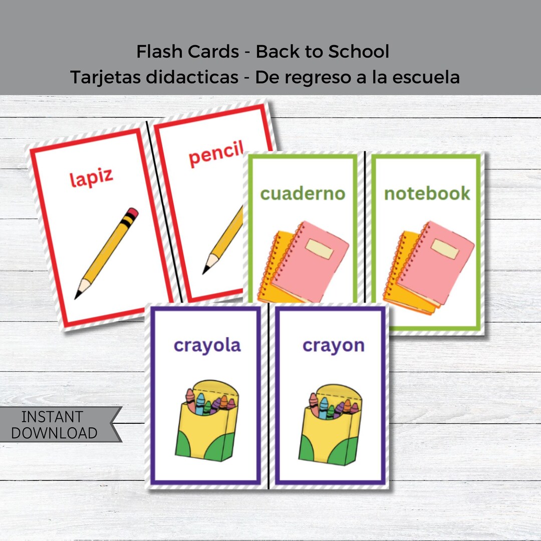 Bilingual Color Flash Cards - English/spanish Cards - Vamos a La ...
