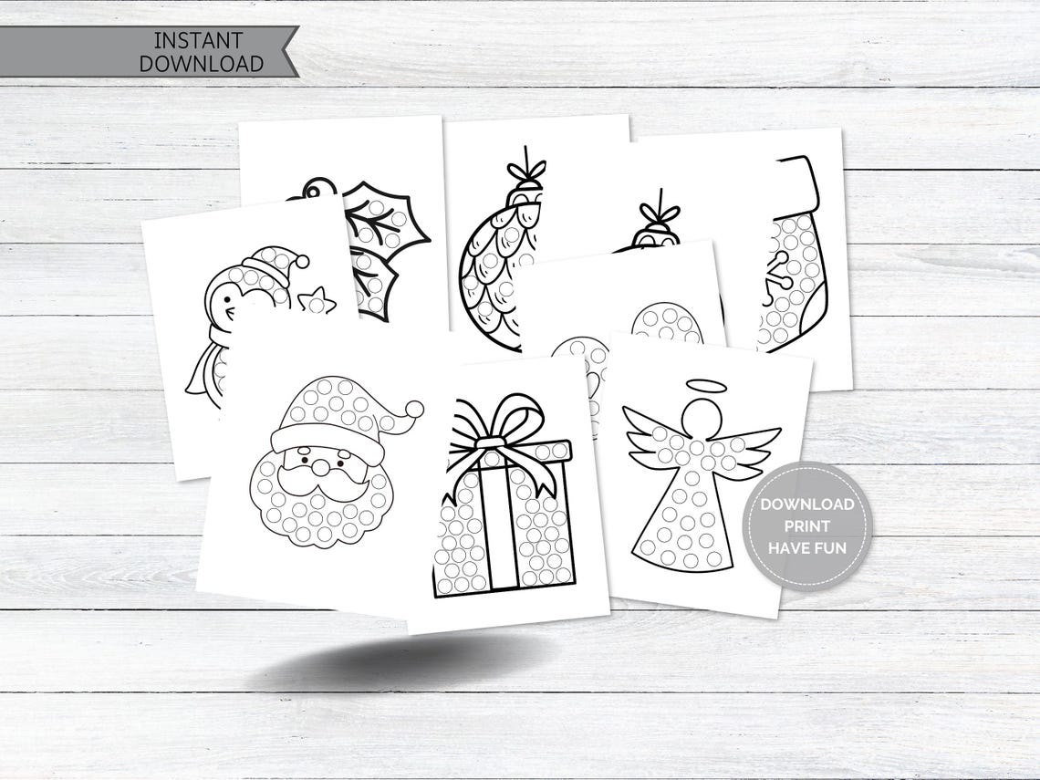 Christmas Dot Marker Sheets, Christmas Coloring Pages, Preschool Kids ...