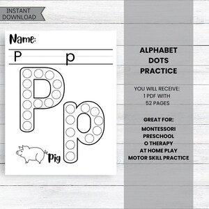 Alphabet Dot Marker Sheets, Alphabet Coloring Pages, Dab It Worksheets ...