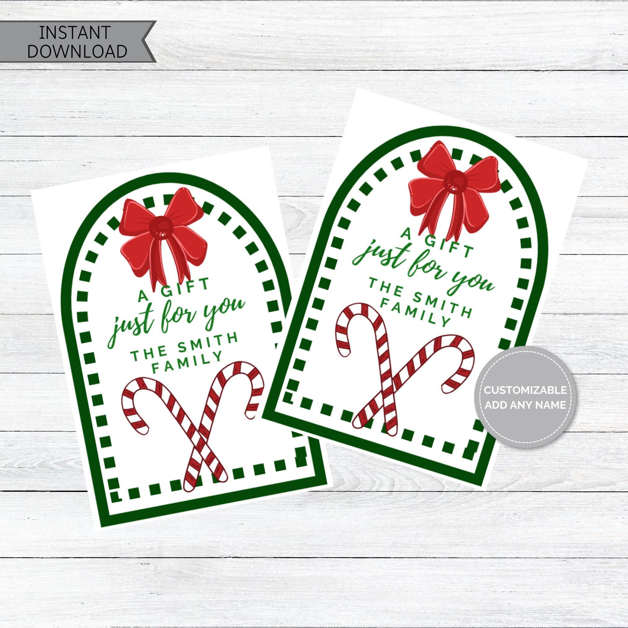 Candy Cane Christmas Tag - Christmas Gift Tag - Green Holiday Gift Tag ...