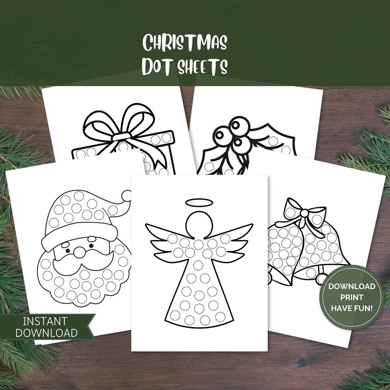 Christmas Dot Marker Sheets, Christmas Coloring Pages, Preschool Kids ...