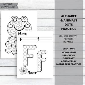 Alphabet & Animals Dot Marker Sheets, Alphabet Coloring Pages ...