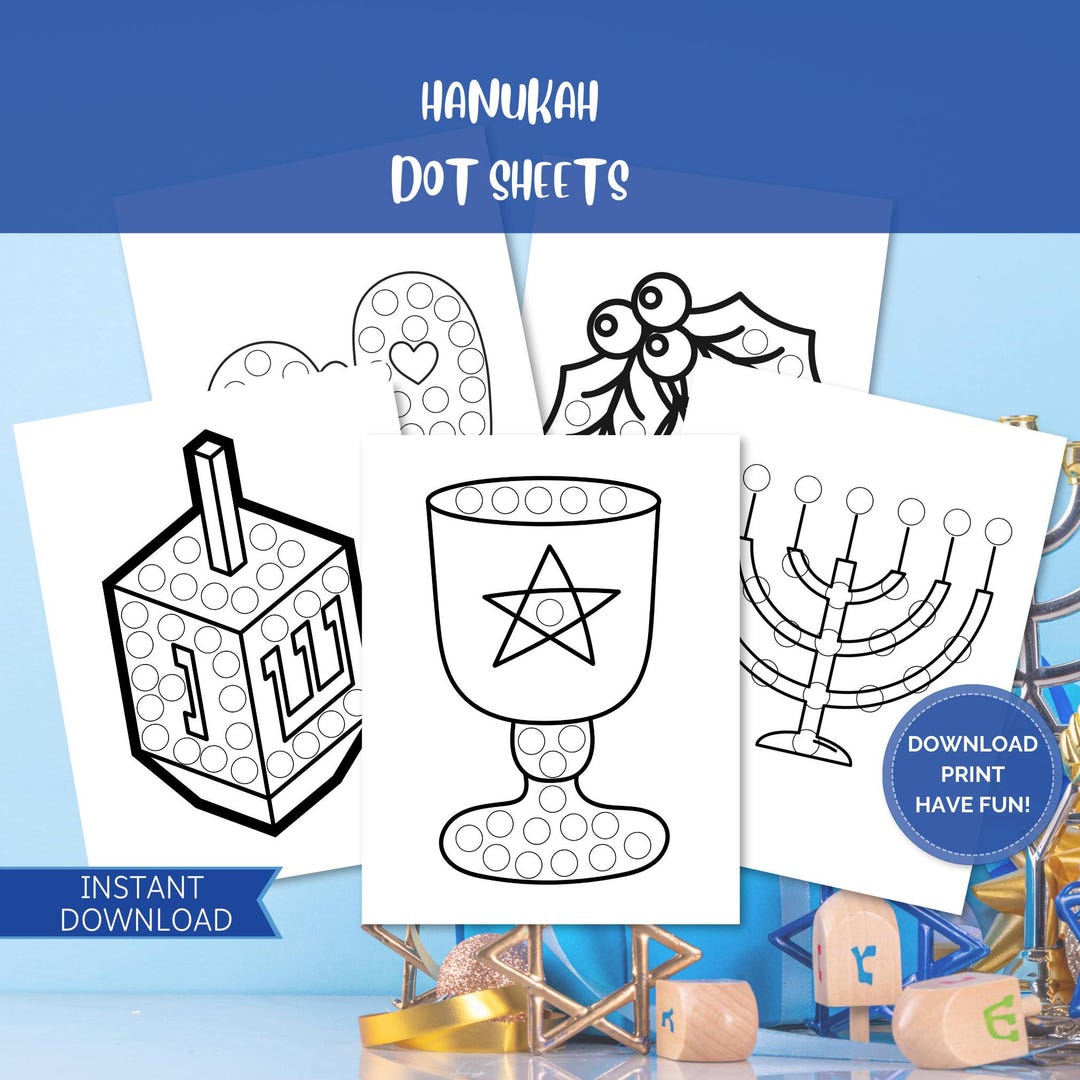 Hanukkah Dot Marker Sheets, Hanukkah Coloring Sheets, Preschool ...