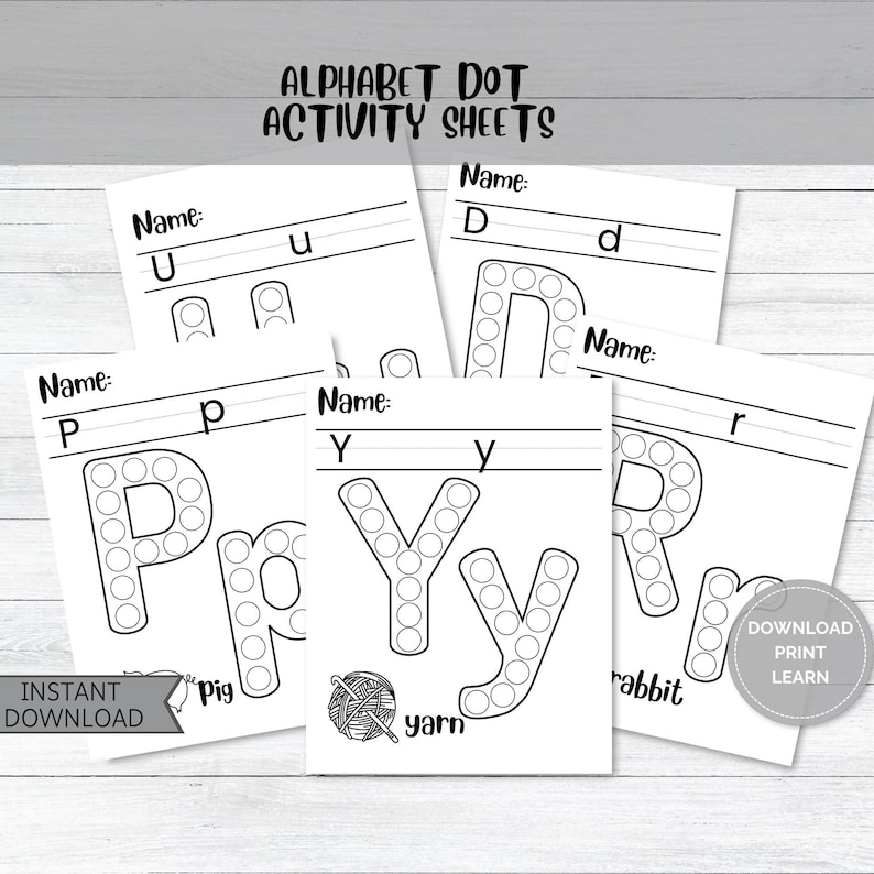 Alphabet Dot Marker Sheets, Alphabet Coloring Pages, Dab It Worksheets ...