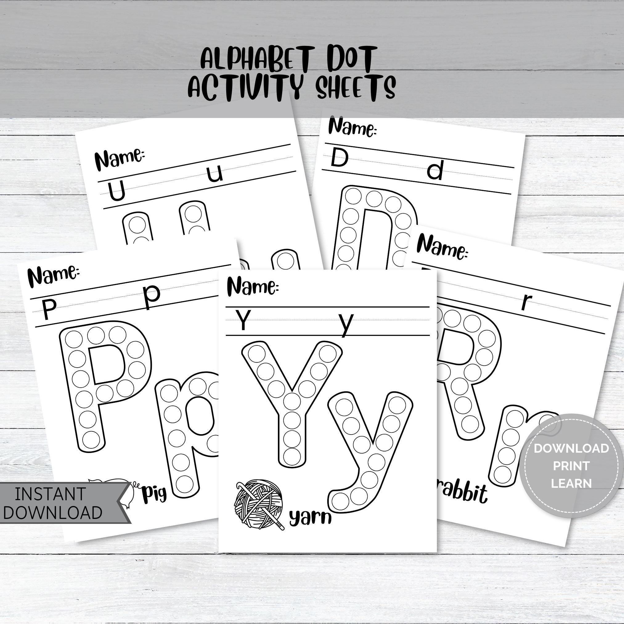 Alphabet Dot Marker Sheets, Alphabet Coloring Pages, Dab It Worksheets ...