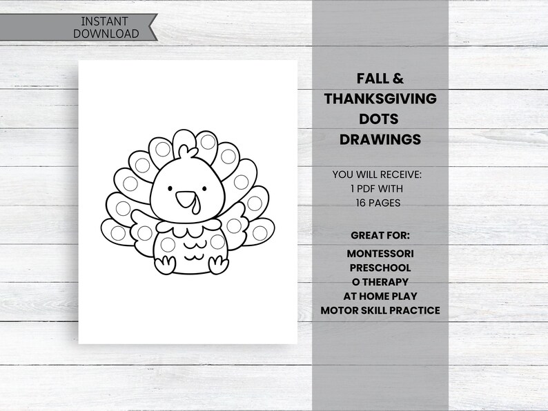 Fall & Thanksgiving Dot Marker Sheets, Autumn Coloring Pages, Preschool ...