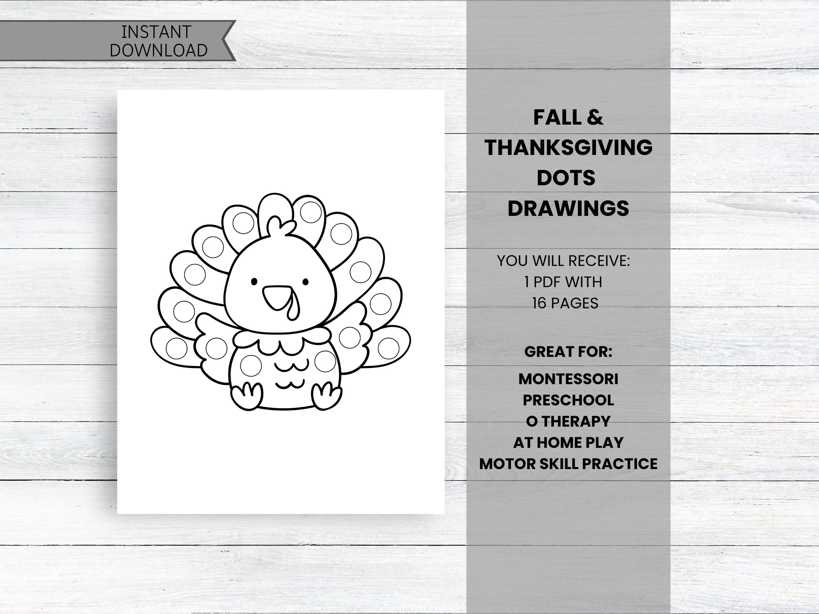 Fall & Thanksgiving Dot Marker Sheets, Autumn Coloring Pages, Preschool ...