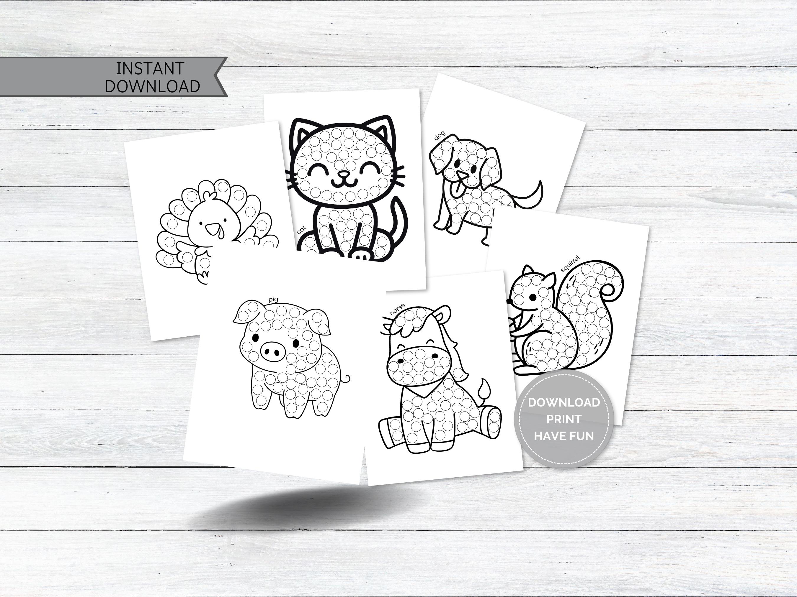 Farm Animals Dot Marker Sheets, Dab It, Do a Dot, Animal Coloring Pages ...