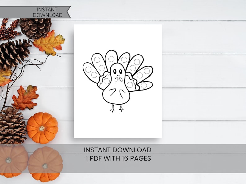 Fall & Thanksgiving Dot Marker Sheets, Autumn Coloring Pages, Preschool ...