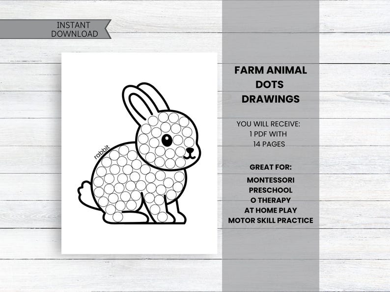 Farm Animals Dot Marker Sheets, Dab It, Do a Dot, Animal Coloring Pages ...