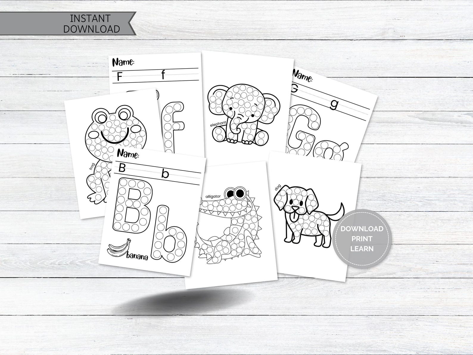 Alphabet & Animals Dot Marker Sheets, Alphabet Coloring Pages ...