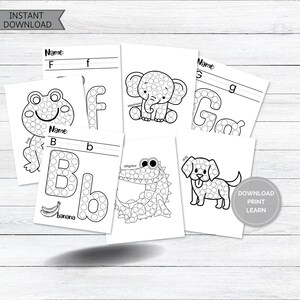 Alphabet & Animals Dot Marker Sheets, Alphabet Coloring Pages ...