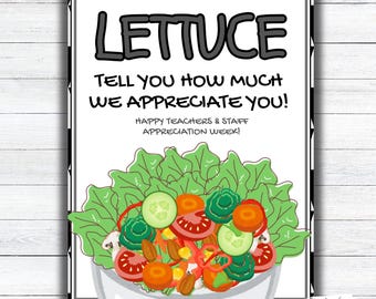 Lettuce - Salad Teacher Appreciation Sign - Thanks Appreciation ...