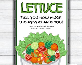 Lettuce - Salad Teacher Appreciation Sign - Thanks Appreciation ...