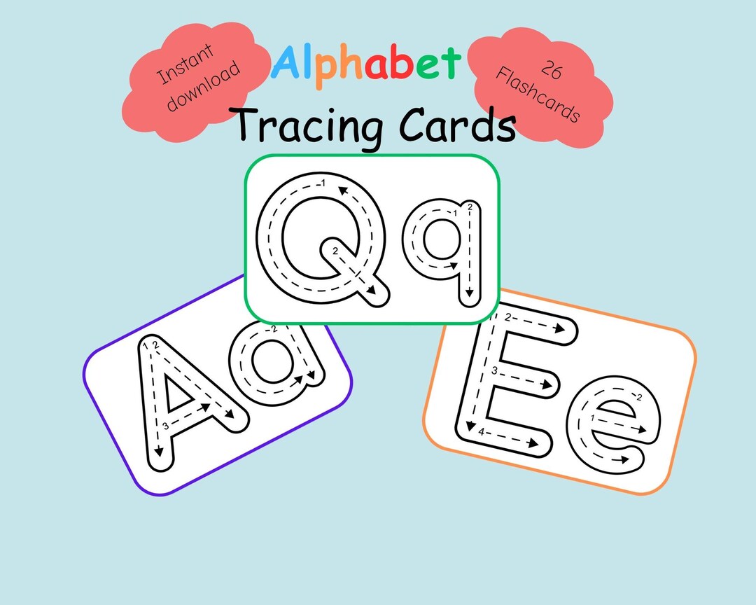 Alphabet Flashcards A-Z Uppercase Lowercase, Printable PDF, ABC Cards ...